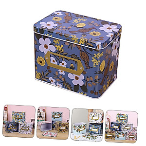 BESPORTBLE 3 Pcs Label Finishing Box Storage Bin with Lid Storage Bins with Lid Candy Tins Empty Tea Tin Canister Labels for Jars Storage Container for Sundries Tinplate Organizer
