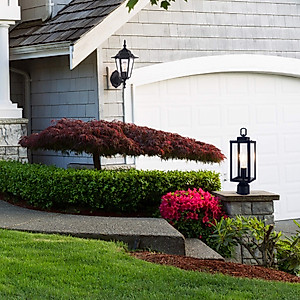 YaoKuem Outdoor Post Light, Pole Lantern, E26 Base 60W Max, Metal Housing Plus Glass, Wet Location Rated, Bulbs not Included, Matte Black, 1 Pack