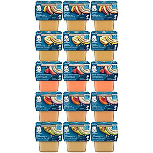 Gerber 2nd Foods Tubs Breakfast Cereal Variety Pack, 3 Pear Cinnamon Oatmeal, 3 Apple Banana Oatmeal, 3 Apple Banana Mixed, 3 Apple Mango Rice, 3 Apple Strawberry Blueberry, 15 CT
