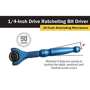 Titan 11317 1/4-Inch Drive Swivel Head Micro Bit Driver , Blue