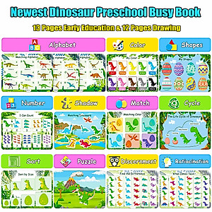 iGetooy Montessori Busy Book for Toddlers 1-3, Preschool Learning Activities Book, Newest Dinosaur Themes Busy Book for Kids Toys Ages 3-5, Kindergarten Preschool Workbook for Kids Boys Girls