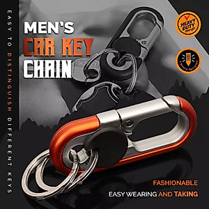 Atlodas Men Car Key Chain - Keychain for Men and Women, Double Ring Design, Suitable for Distinguish Different Keys (Black)