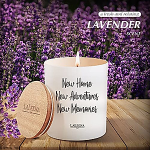 Scented Soy House Warming Candle – Glass Jar Candle Gift with 100% Organic Soy Wax & Fragrance Oil – New Home Decor for Women, Men, Couples, Meditation, Yoga, & More by LaLeena, 14 Oz., Lavender