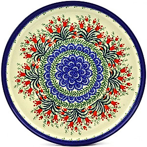 Polish Pottery Cookie Platter 10-inch Sprouting Tulips