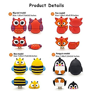 Cute Animal Shaped USB Flash Drive 16GB 5 Pack, Wiedeus Cartoon Memory Stick Student Gifts Novelty Thumb Drives