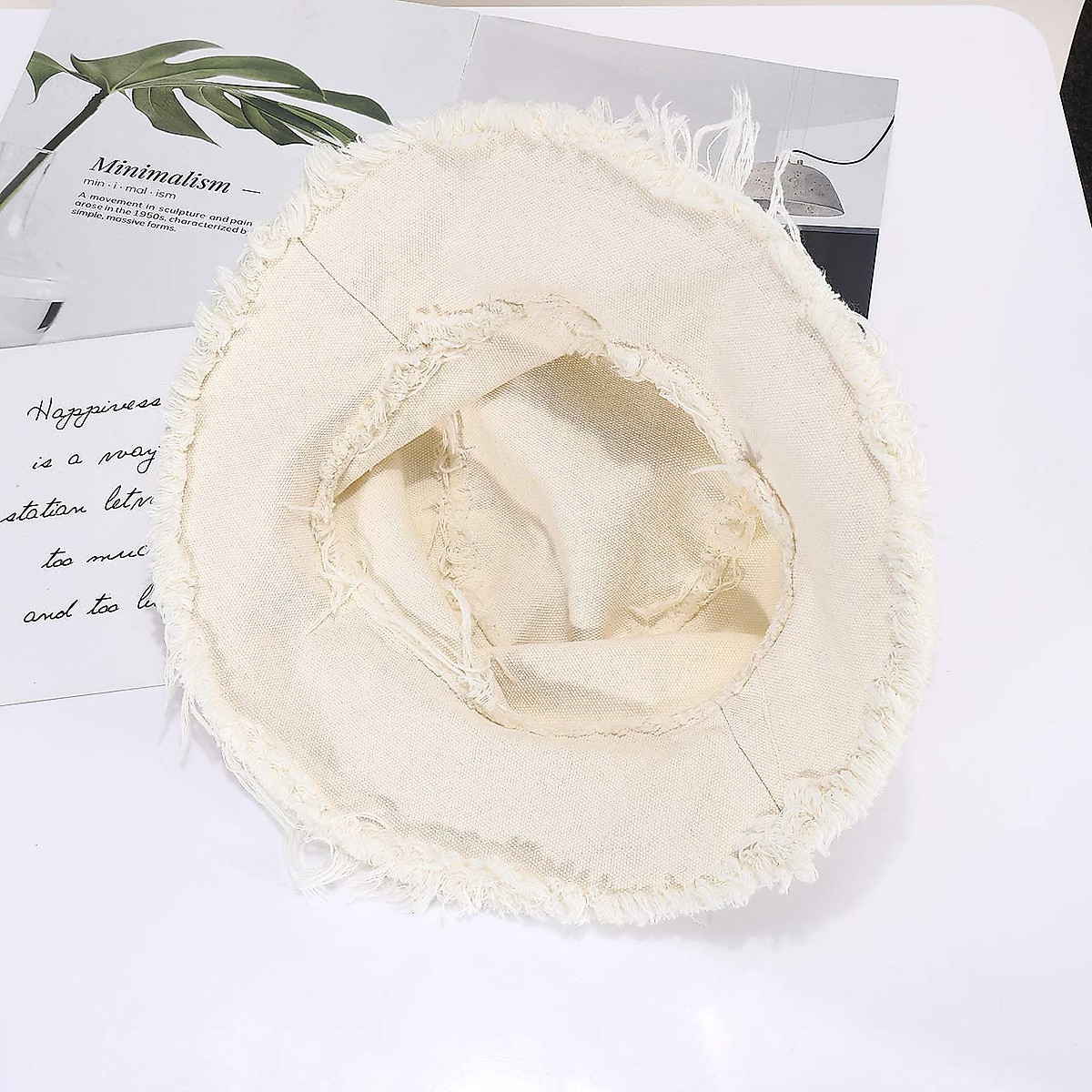 boderier Sun Hats for Women Summer Casual Wide Brim Cotton Bucket Hat Beach Vacation Travel Accessories (Beige)