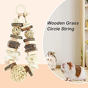 Bunny Chew Toys for Rabbits, Hanging Rabbit Toys, Wooden Bunny Natural Chew and Treat Toys Improve Dental Health for Rabbits, Hamsters, Guinea Pigs Chinchillas, Birds, and Other Small Pets