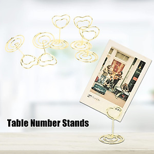 20Pcs Table Number Holder Heart Shaped Table Number Stands Stable Sturdy Table Card Holder Stand Metal Table Sign Holders Place Card Holder for Wedding Centerpieces Bridal Shower Birthday(Gold)