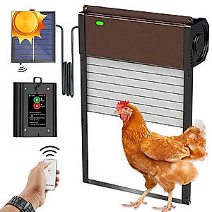 Solar-Powered Automatic Chicken Coop Door Opener with Timer & Light Sensor - Aluminum Automatic Chicken Door with Remote Control 4 Modes