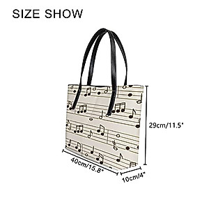 Fashion Tote Handbags Women's Soft Tote Shoulder Bag for Women Work Shopping Top Handle Satchel Bags, 15.8×4×15.4 inches,Retro Notes