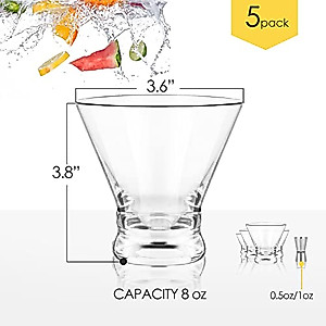 VENVENWEAVS Martini Glasses Set of 4,Hand-blown Stemless Crystal Martini Glasses And Bar Jigger in Gift Box,Cocktail Glasses for Cosmopolitan,Manhattan,Gimlet,Martini,Cocktail Party