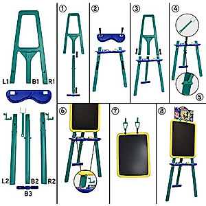 Spongebob Standing Art Easel for Kids, Toddler Drawing Dry Erase Magnetic Whiteboard, Chalkboard, Accessories and Number 1 in Service Tissue Pack (47 Pieces)