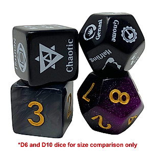 Citadel Black Character Randomizer Dice Set - Randomize Class, Race, & Alignment for Characters or NPCs, Made for Dungeons and Dragons 5th Edition & Other Tabletop Role-Playing Games