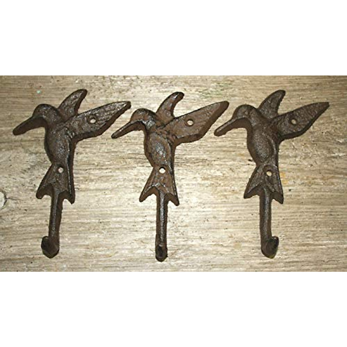 Antiques Vintage/Hooks Cast Iron/Coat Hook/Locker Rooms/Kitchens 3 Cast Iron Hummingbird Towel Hanger Coat Hat Hooks, Key Rack Garden Hook Bird