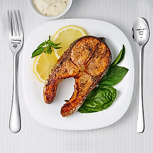 2 Pcs I Love You Engraved Spoon and Fork Set Valentine's Gifts for Boyfriend Girlfriend Couples I Love You Funny Fork Stainless Steel I Cerealsly Love You Cereal Spoon in Gift Box