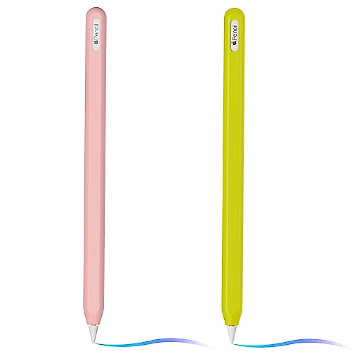 Ultra Thin Silicone Skin Cover Compatible with Apple Pencil 2nd Gen, Protective Silicone Case for iPad Pro 11 12.9 inch 2018 Pencil Case Shockproof Soft Silicone Sleeve(Pink+Glow Green)