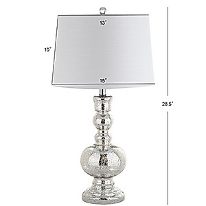 JONATHAN Y JYL1061D-SET2 Set of 2 Table Lamps Genie 28.5" Glass LED Table Lamp Contemporary Transitional Bedside Desk Nightstand Lamp for Bedroom Living Room Office College Bookcase, Mercury Silver