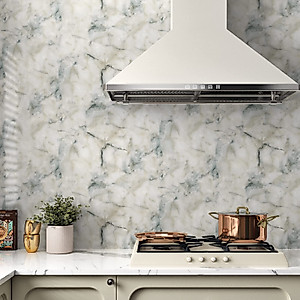 Gray Marble Contact Paper Peel and Stick Wallpaper Counter Top 24" x 118" Contact Paper for Countertops Waterproof Kitchen Backsplash Marble Wall Paper Vinyl Self Adhesive Contact Paper for Cabinets