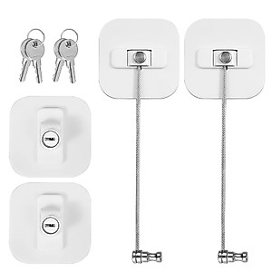 GETLITOOL 2PCS Refrigerator Lock for Children, Kids Safety Fridge Lock with 4 Keys, Zinc Alloy Fridge Locks for Adults Fridge Cable Restrictor Lock for Refrigerator, Cabinets, Drawers