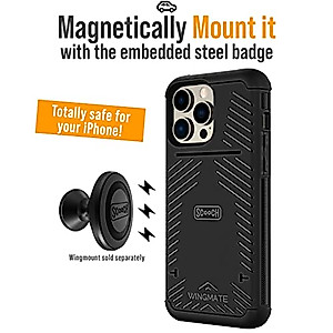 Scooch iPhone 14 Pro Max Case with Card Holder [Wingmate] iPhone 14 Pro Max Wallet Case with Hidden Card Slot and RFID Protection, Holds Up to 4 Cards, Military Grade Drop Protection, Black