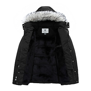 WenVen Men's Winter Puffer Coat Warm Outwear Jacket with Detachable Hood(Black,3XL)