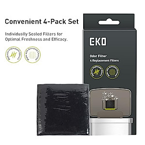 EKO Trash Can Odor Filter Refills for Trash Can and Compost Bin, Activated Charcoal Deodorizer, Strong Charcoal Odor Absorber, Pack of 4 Replacements