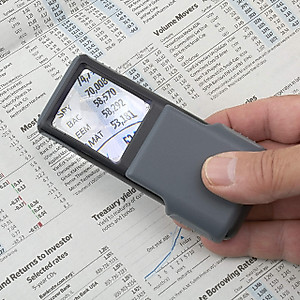 Carson 5x MiniBrite LED Lighted Slide-Out Aspheric Magnifier with Protective Sleeve - Set of 4 (PO-55MU),Gray