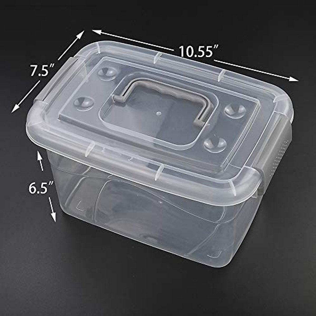 Obstnny 6 Packs Small Plastic Container Box, Latching Storage Bins with Handle, 5 L