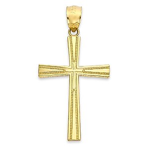 Solid Gold Cross Pendant in 10k or 14k, Religious Jewelry for Him (10k Gold)
