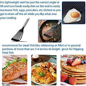 12.6“ Nonstick Spatula Turner, KSENDALO Thin Slotted Spatula, Wide Nylon Blade Lightweight but Sturdy Kitchen Fish Spatula, Desgin for Non-stick Pan, Black(option 1)