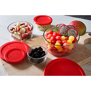 Pyrex 16-Pc Glass Food Storage Set - 7, 4, 2 & 1 Cup Round Containers With Lids, BPA-Free, Dishwasher & Microwave Safe