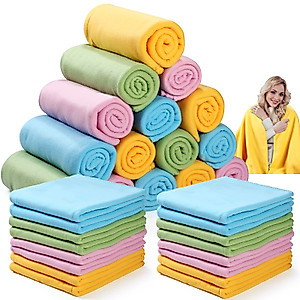 32 Pcs Fleece Throw Blanket Bulk 60x50 in Doube Sided Fleece Blankets Bulk Soft Cozy Blankets for Car Travel Camping Couch Bed Office Wedding Gifts Suitable for Seasons Indoor Outdoor