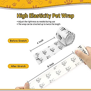 Safesense 6 Pack Vet Wrap Self Adhesive Bandage Wrap, 2 Inch Self Adherent Bandage Tape Breathable Vet Wrap, Non Woven Cohesive Bandage for Dog Cat Horse Pet Animals