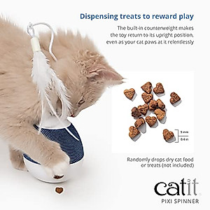 Catit PIXI Spinner, Treat Dispensing Cat Toy, Silver