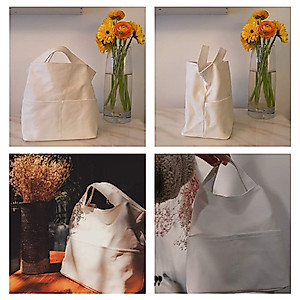 NOL Natural Organic Lifestyle Reusable Lunch Bag for Women Girls Small Top Hidden Handle Waterproof Oiled Cotton Tote Bag White