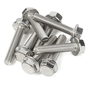 M8-1.25 x 35mm Flanged Hex Head Bolts Flange Hexagon Screws, Stainless Steel 18-8 (304), Plain Finish, DIN 6921, 15 PCS