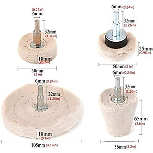 SHININGEYES Polishing Wheel for Drill 4 Pack, Buffing Wheel Polisher Kit with 1/4" Hex Shafts for Dremel Tools