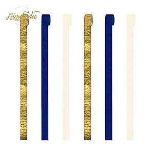 NICROLANDEE Navy Blue Party Decorations - 6Rolls Navy Blue Gold Crepe Paper Streamers Tassels Streamer Paper for Navy Party Get Ready Bridal Shower Wedding Engagement Birthday Graduation Supplies