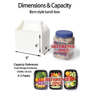 Happyhiram 30 CT Large Welcome Boxes with Handles White, 9x6x6 Gable Gift Easter Boxes Cardboard Paper Party Favor Boxes Barn Style Carry Out Box Recyclable Paper Gift Packaging Boxes for Food Box