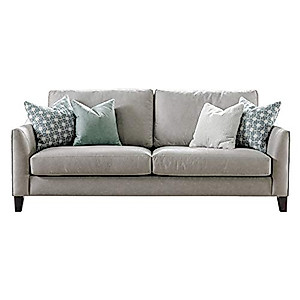Acanva Luxury Mid-Century Leathaire Curved Arm Living Room Sofa, 84”W Couch, Grey