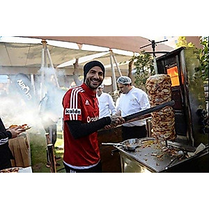 Professional Commercial Industrial Countertop 3 Burner Propane Gas Meat Capacity 35 kg / 77 lbs. Rotating Spinning Vertical Broiler Shawarma Gyro Doner Grill Kebab Tacos Al Pastor Machine