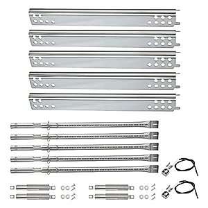 YIHAM KZ924 Grill Replacement Parts for Charbroil Performance 5 Burner 463347518 463347519 463275517 463243518 463243519 463373019, 6 Burner 463244819 Heat Shield+Burner Tube+Carry Over+Igniter Wire