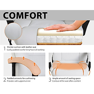 500 LBS Ergonomic Executive Office Chair, High Back Desk Chair with Massage Lumbar Support, Swivel Rocking Chair Computer Desk Chair with Padded Armrest and Adjustable Height, White