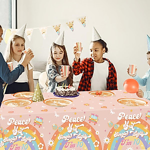 10th Birthday Decorations for Girl Peace Out Single Digits Party Decor 3Pcs 10th Birthday Tablecloths Disposable Plastic Peace Out Single Digits I'm10 Birthday Table Cover for Girl 10th Birthday Party