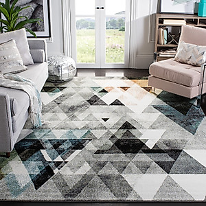 SAFAVIEH Porcello Collection Area Rug - 8' x 10', Grey & Blue, Modern Abstract Design, Non-Shedding & Easy Care, Ideal for High Traffic Areas in Living Room, Bedroom (PRL6938C)
