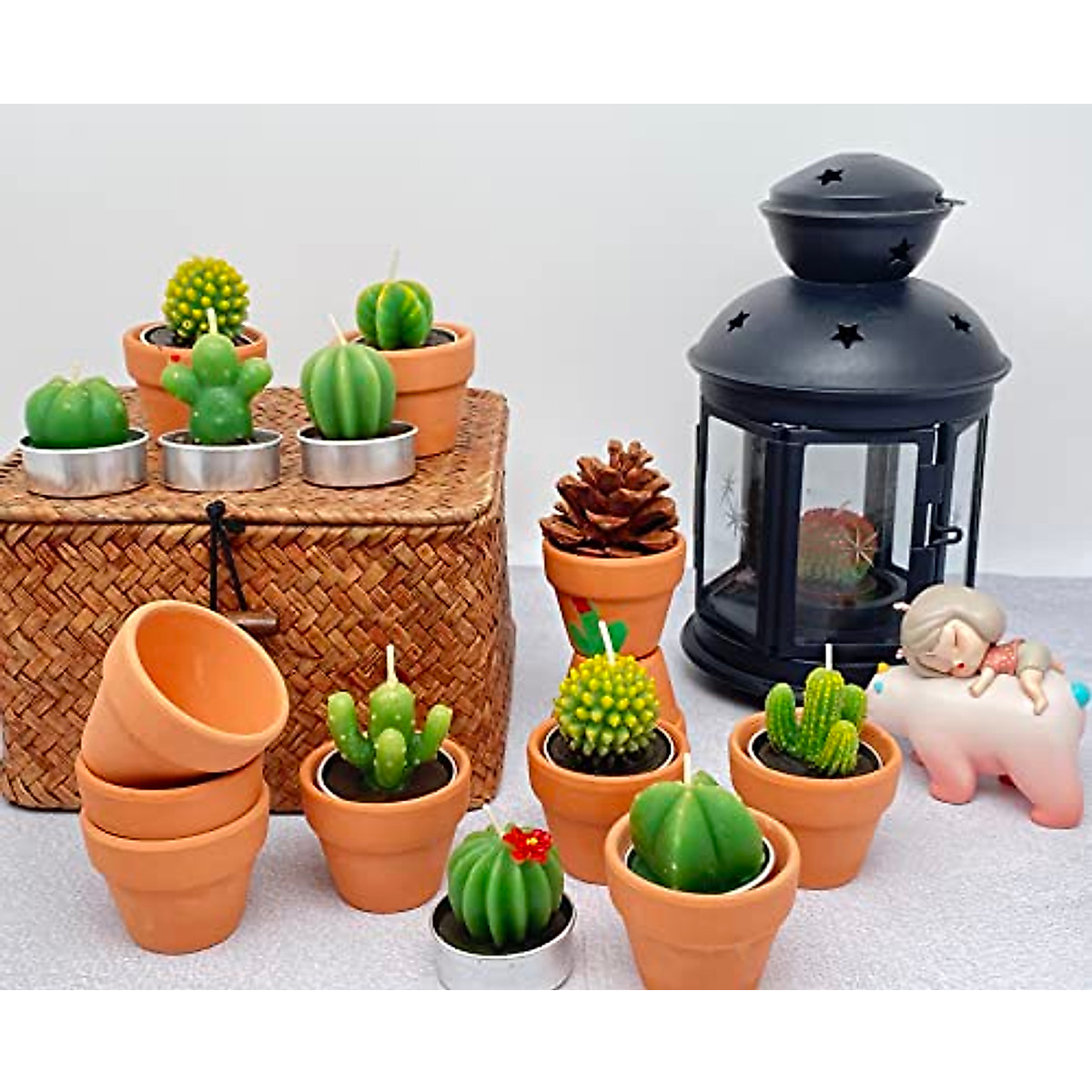 18pcs Cactus Tealight Candles Tea Party Decorations Succulent Baby Shower Fiesta Party Favors Home Decor Plant Gifts T Light Candles in Bulk