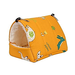MagiDeal Soft Hamster Hammock Bed Playing Hanging Cage Accessories Hamster DEN Warm Sleeping House Nest Toy for Small Animals Ferret Parrot Mouse Rat, Yellow