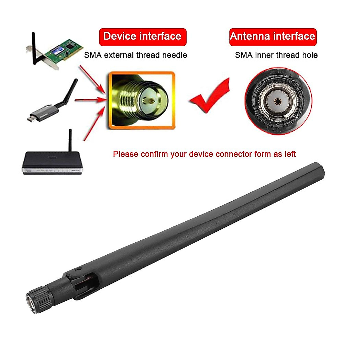 3PCS Dual-Band Router 5dBi 2.4G/5G Antenna High Gain SMA Antenna Network Card External Antenna for for LAN/Router, Suitable for RT-AC68u AC66U