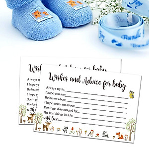 Giftideaworkshop 50 Woodland Baby Shower Wishes and Advice for The Mom-to-Be， Baby Advice Cards for Baby Shower Game，4X6 inch.