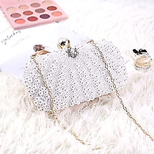Selighting Pearl Beaded Cutch Purses for Women Evening Bags Formal Rhinestones Wedding Bridal Handbag Ladies Prom Party Purse White
